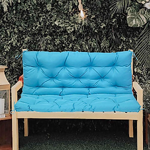 Swing Cushions for Outdoor Furniture, Waterproof Porch Swing Cushions 2-3 Seat, Thicken Outdoor Swing Cushion with Tie for Patio Garden Furniture (Khaki,48 x 40)