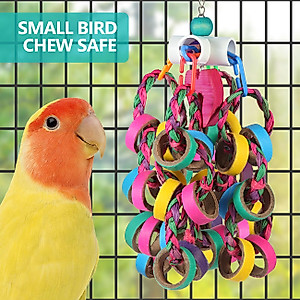 lovyoCoCo Bird Toys Conure Toys,Bird Parrot Foraging Shredder 24 Pcs Colorful Bagel Chewy Rings for Small Parrots Parakeets Conures Cockatiels Love Bird Cage Accessies (W)