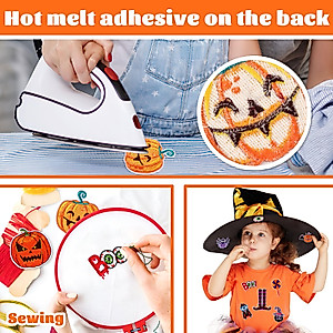 36pcs Halloween Autumn Iron on Patches Halloween Embroidered Sew Applique Repair Patch Cute Skull Pumpkin Ghost Black Cat Witch Bats DIY Crafts for Clothing Jacket Jeans Pants Dress Backpack Hat Decor