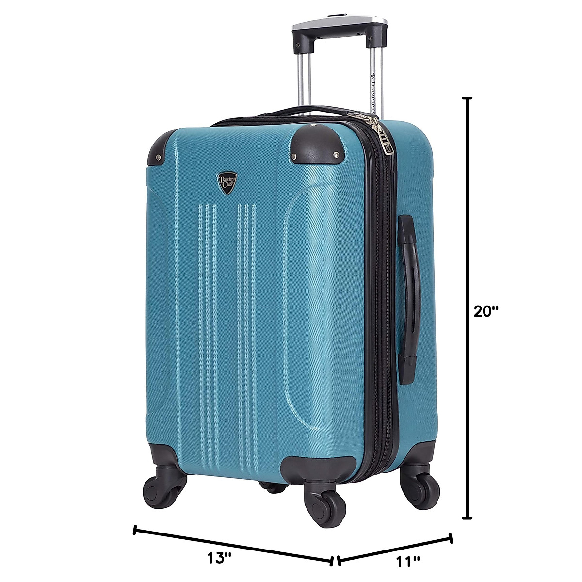 Travelers Club Chicago Hardside Expandable Spinner Luggage, Teal, 3 Piece Set