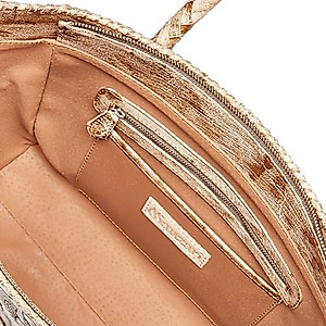 Mauzari Women's Leather Tote with Woven Handle (Tawny)