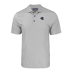 Cutter & Buck Men's Gray Minnesota Vikings Helmet Big & Tall Pike Eco Tonal Geo Print Stretch Recycled Polo