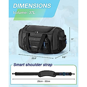 Gym Bag for Men & Women, BAGSMART Sports Travel Duffel Bag Carry-on Bag, Lightweight Weekend Overnight Bag with Shoe Compartment & Wet Pocket, Water-resistant Workout Duffle Bag for Travel Gym -Black