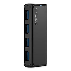 Belkin USB 3.0 Hub with 4 USB Ports - SuperSpeed USB Charging Station - USB Hub 3.0 - USB Adapter for iPhone Charger - USB Splitter - USB Port Hub - Powered USB Hub With Data Speeds Up To 5Gbps