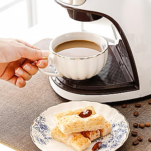 Generic Bloosnow 8oz Blue Rose Coffee Cup with Saucer,Blue Flora Porcelain Coffee Tea Cup,Gift Cappuccino Cup and Saucer, Large, HFB0002A