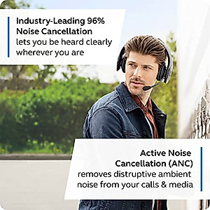BlueParrott S650-XT Bluetooth – 2-in-1 Convertible Stereo to Mono Headset with Activated Noise Cancellation, Extended Wireless Range and IP54-Rated Protection, Black
