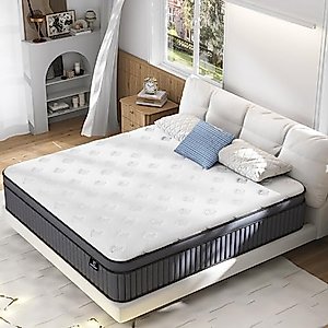 EEN EEN SLEEP California King Mattress, 12 Inch Hybrid Cal King Mattress Foam and Individually Wrapped Pocket Coils, Soft and Breathable, Pressure Relief, Strong Edge Support, Medium Firm