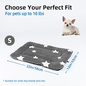 Mora Pets Cat Bed for Indoor Cats Washable Dog Crate Pad Cute Star Dog Bed Mat for Small Dogs Pet Kennel Pad for Cage Soft Flat Puppy Kitten Cushion Sleeping Anti-Slip Grey 22 x 13