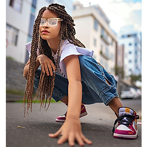 FACATH 80s/90s Women Hip Hop Costume Kit Rapper DJ Sunglass for Girls, Lassic Oversized Hippie Glasses for 80s 90s Hip Hop Costume, Square Retro Gold Frame Hip Hop Glasses (Clear)