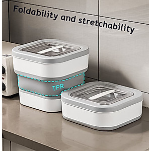 AGGFUCLS Dog Food Storage Container, Collapsible 11 to 25 LB Pet Food Container, Food Containers for Dog， Cat Flour Sugar Plastic Leakproof Sealable Large Cereal Containers Storage BPA FREE