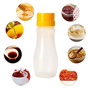 3 Pcs 5-hole Sauce Squeeze Bottle,12.8oz/380ml Plastic Condiment Squeeze Bottle for Ketchup Jam Mayonnaise BBQ Sauce,Yellow