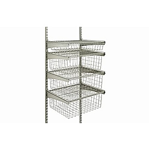 ClosetMaid ShelfTrack Nickel 4-Drawer Kit, Add On Accessory, with Pull Out Mesh Wire Baskets, for Clothes, Socks, Accessories