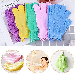 anezus Exfoliating Gloves, 6 Pairs Shower Scrub Gloves Bath Loofah Glove Exfoliating for Women to Remove Dead Skin for Body Exfoliate (6 Colors)