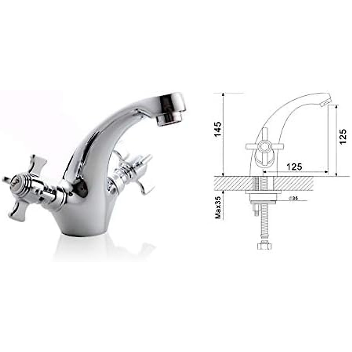Kitchen Taps Silver Brass Bathroom Fixtures Basin Faucet Dual Handle Hot and Cold Water Tap Mixer for Bath Room Faucet