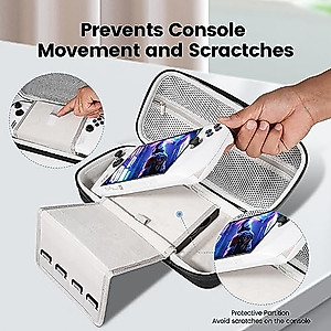 OPTOSLON Rog Ally Carrying Case Compitable with ASUS ROG Ally Gaming Handheld and Accessories, Large Space Hard Shell Case Fit AC Adapter and Power Bank for Travel and Storage with a Screen Protector