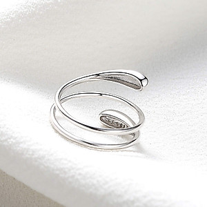 VIKI LYNN 925 Sterling Silver Opal Helix Stacking Rings with Cubic Zirconia Spiral Rings for Women