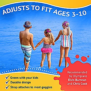 Frogglez Pain-Free Swim Goggles for Kids Under 10 (Ages 3-10), No Hair Pulling, Recommended by Olympic Swimmers