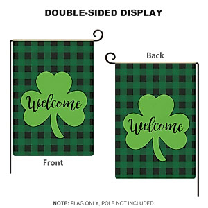 St Patricks Day Garden Flag 12.5x18 Vertical Double Sided Decorative Happy St Patricks Day Shamrock Welcome Garden Flag for Outside Yard Lawn Outdoor St Patricks Day Decoration-L10