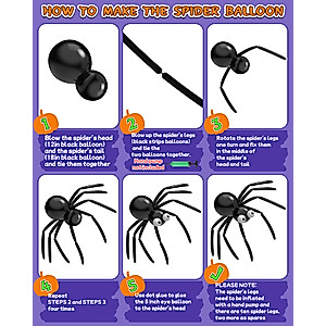 Gojmzo Halloween Balloon Garland Arch Kit, 5/10/12/18 Inch Confetti Purple Black and Orange Balloons with Spider Web, Halloween Decorations Indoor, Halloween Balloon for Party Decorations