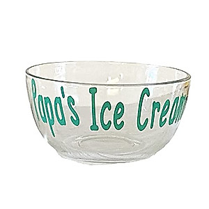 Papa's Ice Cream, Personalized Glass Ice Cream Bowl for Girls or Boys, Gift for Men, Green Grandpa