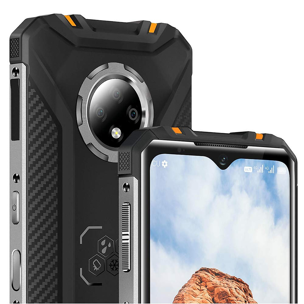 OUKITEL-WP8-Pro Smartphone Fingerprint Rugged Phones - 6.49”Display, 4/64GB Dual SIM IP68 Waterproof Unlocked Cell Phones, 16MP Triple Camera Face ID GPS NFC,US Version,AT&T,Orange