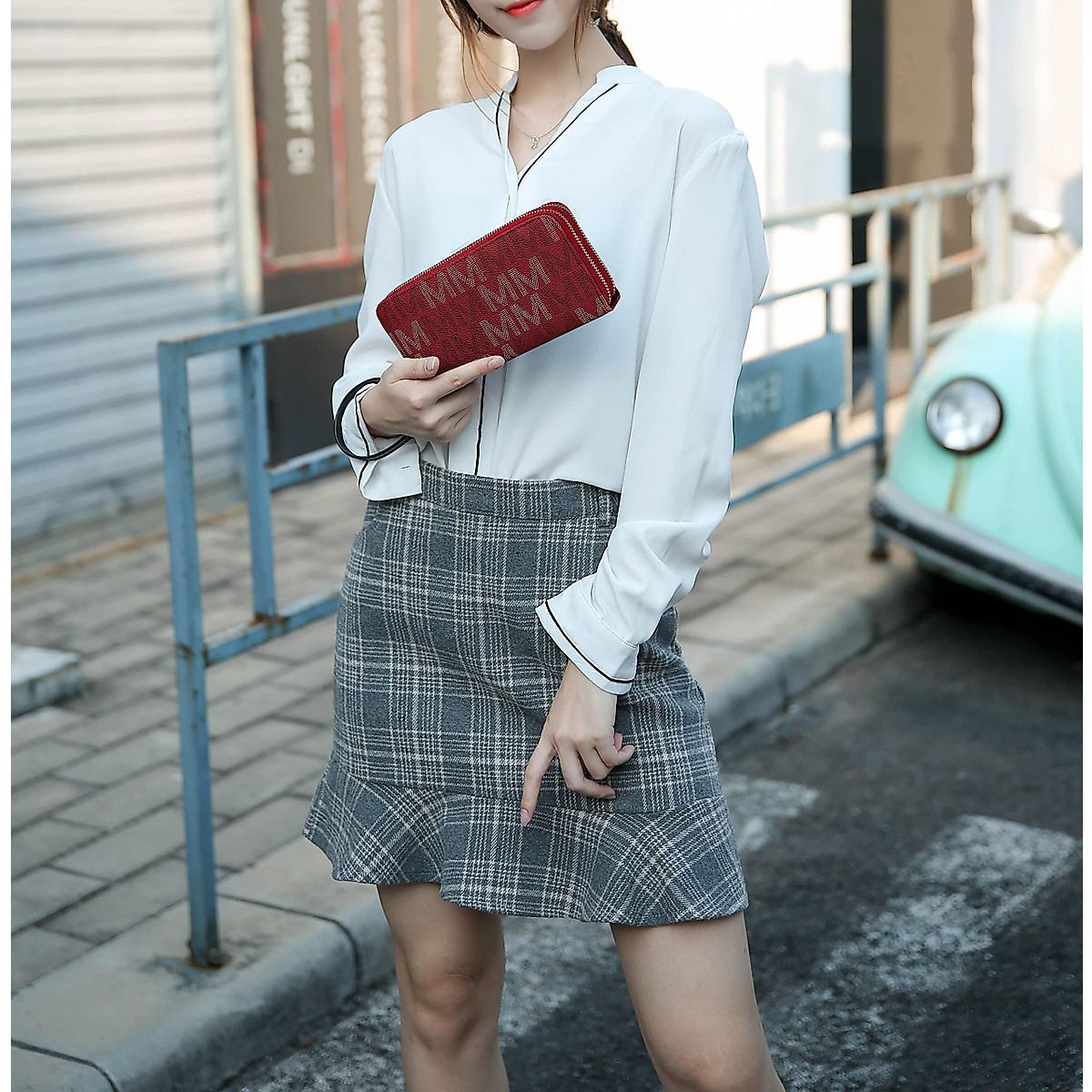 MKF Collection Wristlet Wallet for Women, Small Vegan Leather Credit Card Holder with Zipper Coin Pocket Wallet Purse Handbag By Mia K