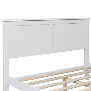 MERITLINE Full Size Platform Bed Frame with Headboard/Solid Wood Foundation with Wood Slat Support/No Box Spring Needed/Easy Assembly/Rustic Pine (Full, White)