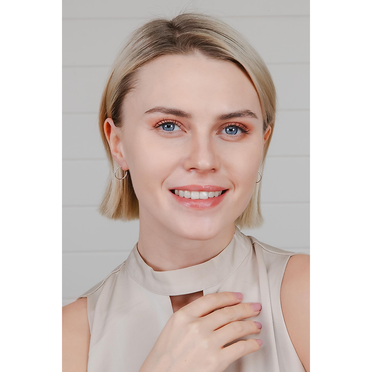 Hoops & Loops 925 Sterling Silver Open 1.5mm Thin Polished Round C-Hoop Earrings, 15mm