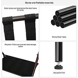 Yuihochic Luggage Rack, Suitcase Stand with Fabric Storage Shelf, for Guest Room,Bedroom,Hotel, Foldable Painted Steel Frame (Brown+Package Quantity 1)