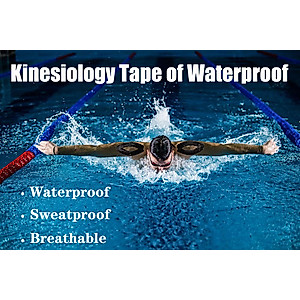 KISEER 4 Pack Kinesiology Tape 16ft Latex Free Elastic Waterproof Breathable Athletes Sports Tape for Knees, Ankles, Elbow, Pain Relief and Shoulder Muscle (Black, Skin)