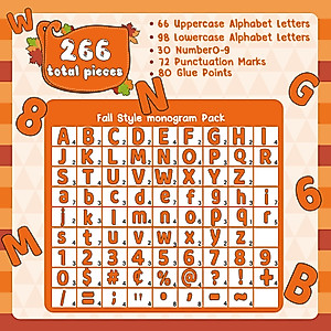 266 Pcs Letters Combo Pack Set Thanksgiving Fall Chalkboard Classroom Letters Orange Bulletin Board Letter and Number Accents for Home School Classroom Decor