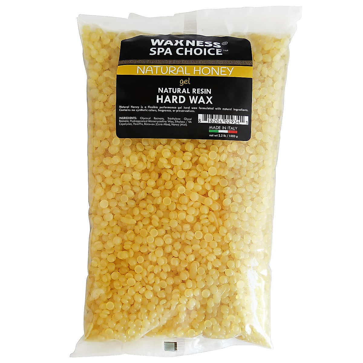 Waxness Spa Choice Natural Honey Gel Hard Wax Beads 2.2 lb / 1 kg Pack of 2