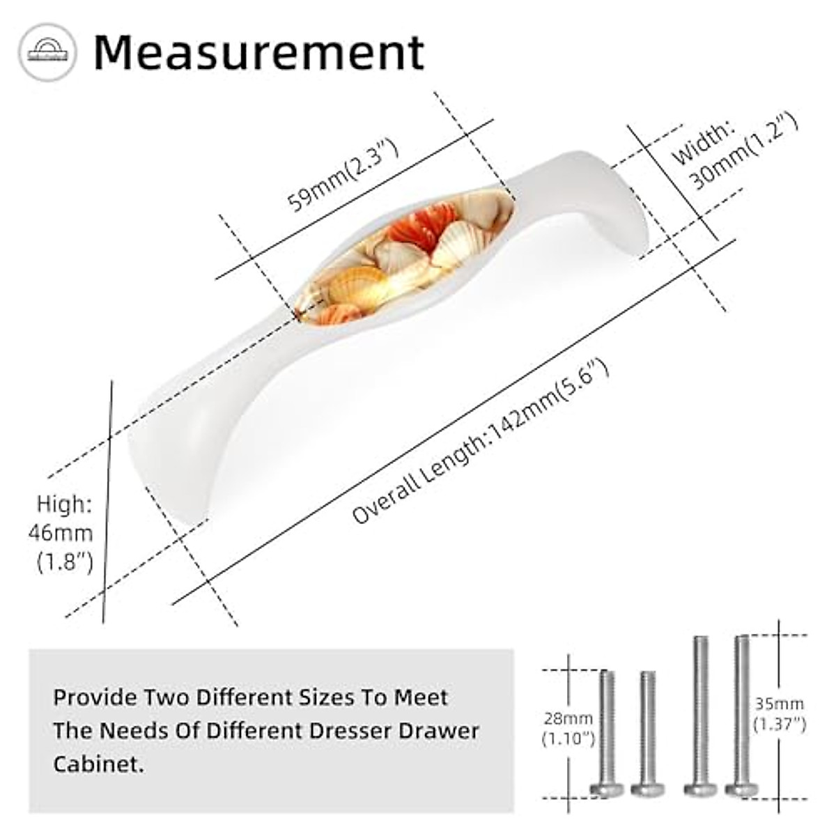 RODAILYCAY Shell 4 Packs Kitchen Drawer Pulls, Crystal Glass Cabinet Handles Pulls, Cupboard Door Knobs, Kitchen Hardware Pulls for Dresser Drawers