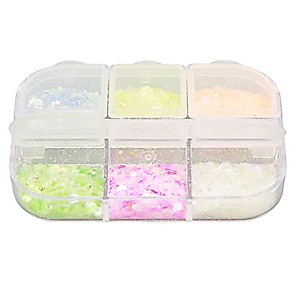 Nail Powder, Nail Glitter Mixed Glitter 6 Colors Aurora Chrome Nail Powder DIY Craft Elegant Nail Dust Sand Powder Nail Art Decoration Luminous Decorative Nail Art Sequins for