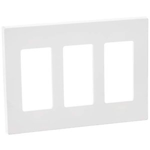 Leviton 80311-SW 3-Gang Decora Plus Wallplate Screwless Snap-On Mount, White