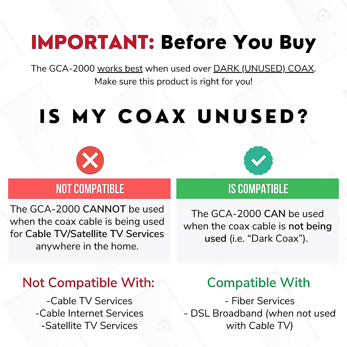 Nexuslink G.hn Ethernet Over Coax Adapter | 2000 Mbps, Fast and Secure Network Performance, Online Gaming and Streaming in Hard-to-Reach Locations, 2 Units (GCA-2000-KIT)