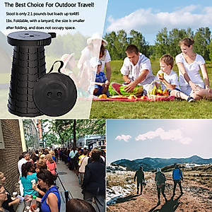 Upgraded Telescoping Stool Collapsible Stool with Seat Cushion & Bag, Retractable Folding Camping Stool for Adults Max Load 500lb More Sturdy Lightweight for Fishing Hiking Gardening (Black-s)