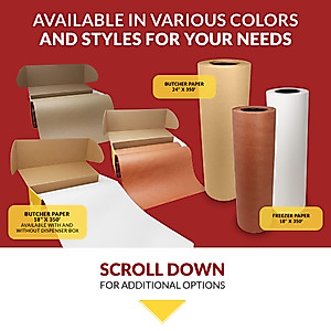Made in USA | Bulk Value 17.25 in x 350 ft (4200 in) Reli. Brown Butcher Paper w/Dispenser Box | Serrated Cutting Blade | Food Grade Kraft Butcher Paper for Smoking Meat | Unwaxed, Meat Wrapping