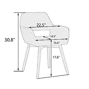 Aaron Living Dining Chairs Set of 2 Fabric Modern Dining Room Chairs Living Room Chairs with Solid Wood Leg (Gray, Set of 2)