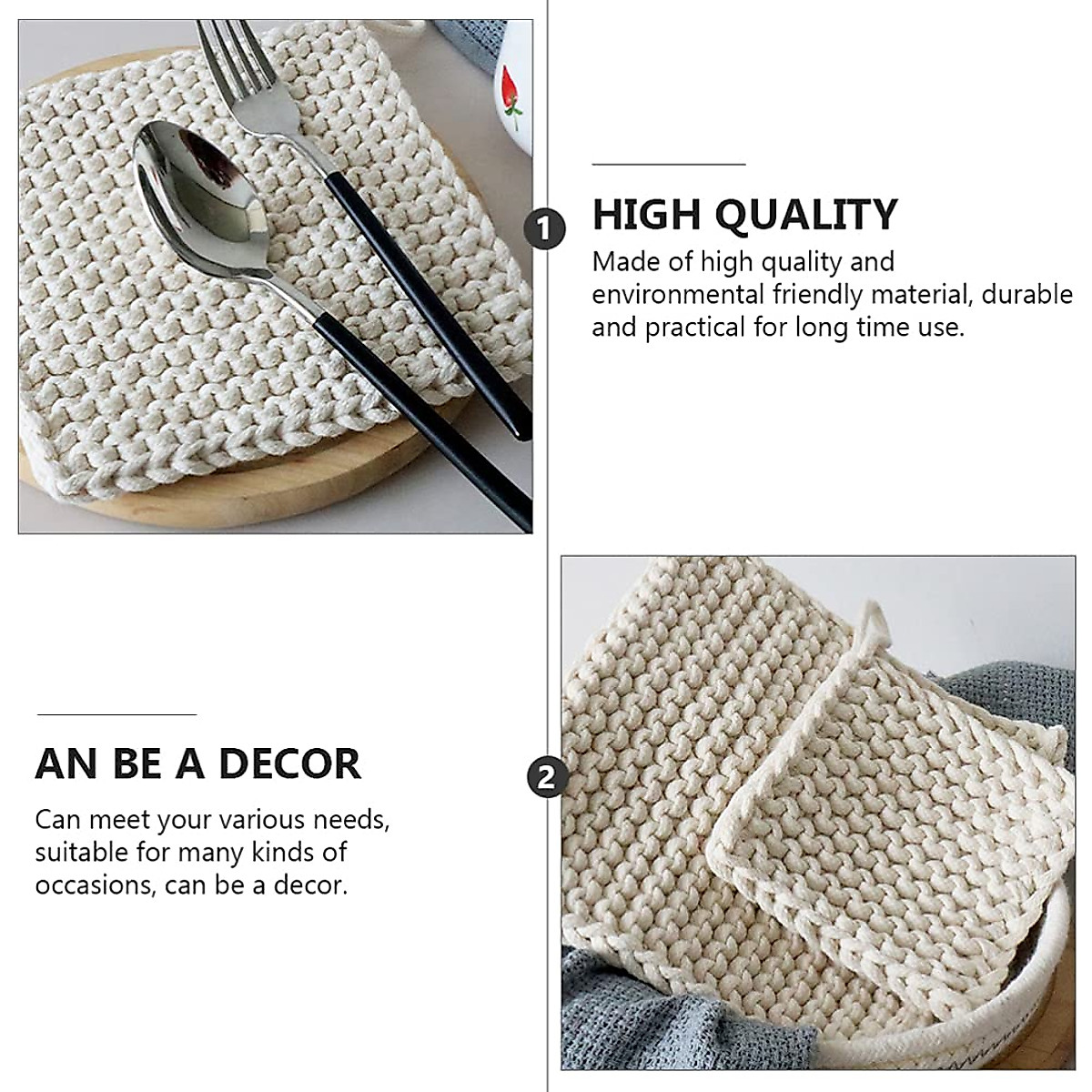 OSALADI Japanese Pot Holders Crochet Woven Hot Dishes Pans Mat Weave Cotton Trivets for Hot Dishes Hot Pot Holders （ 19CM ）