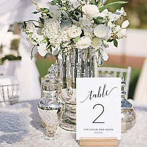 Boocalny 24PCS Wood Place Card Holder, Wooden Table Number Holders, Natural Sign Holders Stands, Picture Name Card Holder for Wedding, Retail Shop, Business Card Holders for Decoration, Events 4x1.2x1in