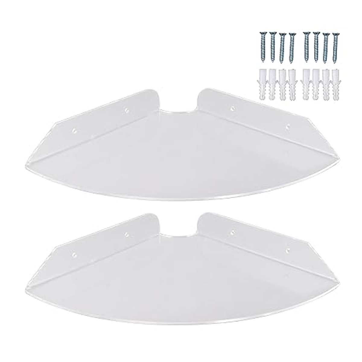 Qinlorgo Corner Wall Shelf, Quarter Round Corner Shelves Wall Mount for Shower Room for Photo Albums (Transparent)