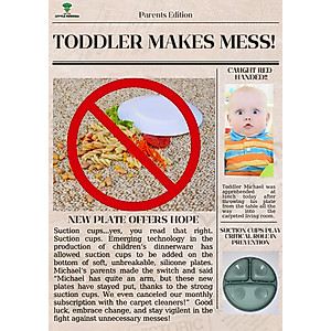 Little Buddies 100% Silicone Suction Dishware Plates for Toddlers and Babies | Dishwasher and Microwave Safe | 3 Pack | Blue, Gray, Green