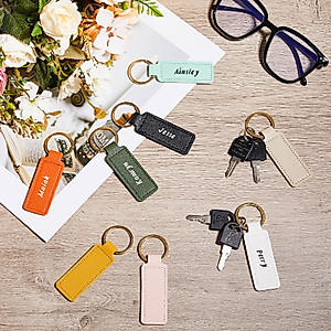 Wavyknot 48 Pcs Leather Keychains Blank Bulk PU Leather Sublimation Key Chains Gift Birthday Halloween(Bright Color)