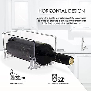 JINAMART Set of 3 Stackable Wine Storage Rack | Counter Top Wine Holder | Free Standing Organizer for Refrigerator or Kitchen Countertops (Holds 3 Bottles)