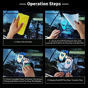 Baby on Board Sticker for Cars, Nouiroy 2PCS Love Feet Super Strong Reflective Baby in Car Decals and Stickers Cute Baby Kid Car Window Bumper Safety Warning Sign Waterproof Auto Vinyl Sticker, Blue