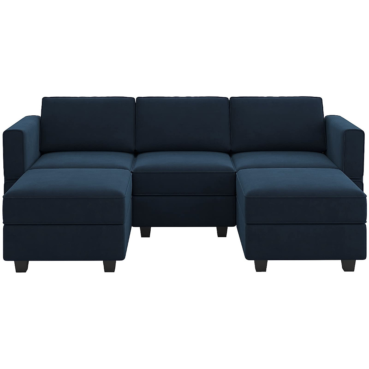 Belffin Modular Sectional Sofa with Double Chaise Velvet U Shaped Sofa Reversible Sectional Couch with Storage Blue