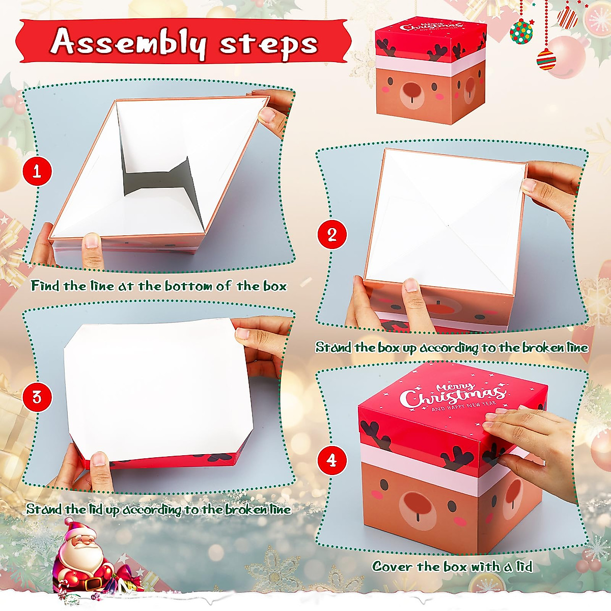 Fulmoon 24 Pieces Christmas Stacking Boxes Christmas Nesting Gift Boxes Christmas Stackable Boxes with Lids 8 Designs Snowman Decorative Present Boxes for Christmas Party Decor(Novelty Style)