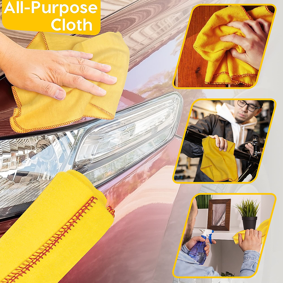 Nabob Wipers Yellow Dusting Cloth Rag 100% Cotton Washable, Duster Cloth for Cleaning Wiping (12 Pack)