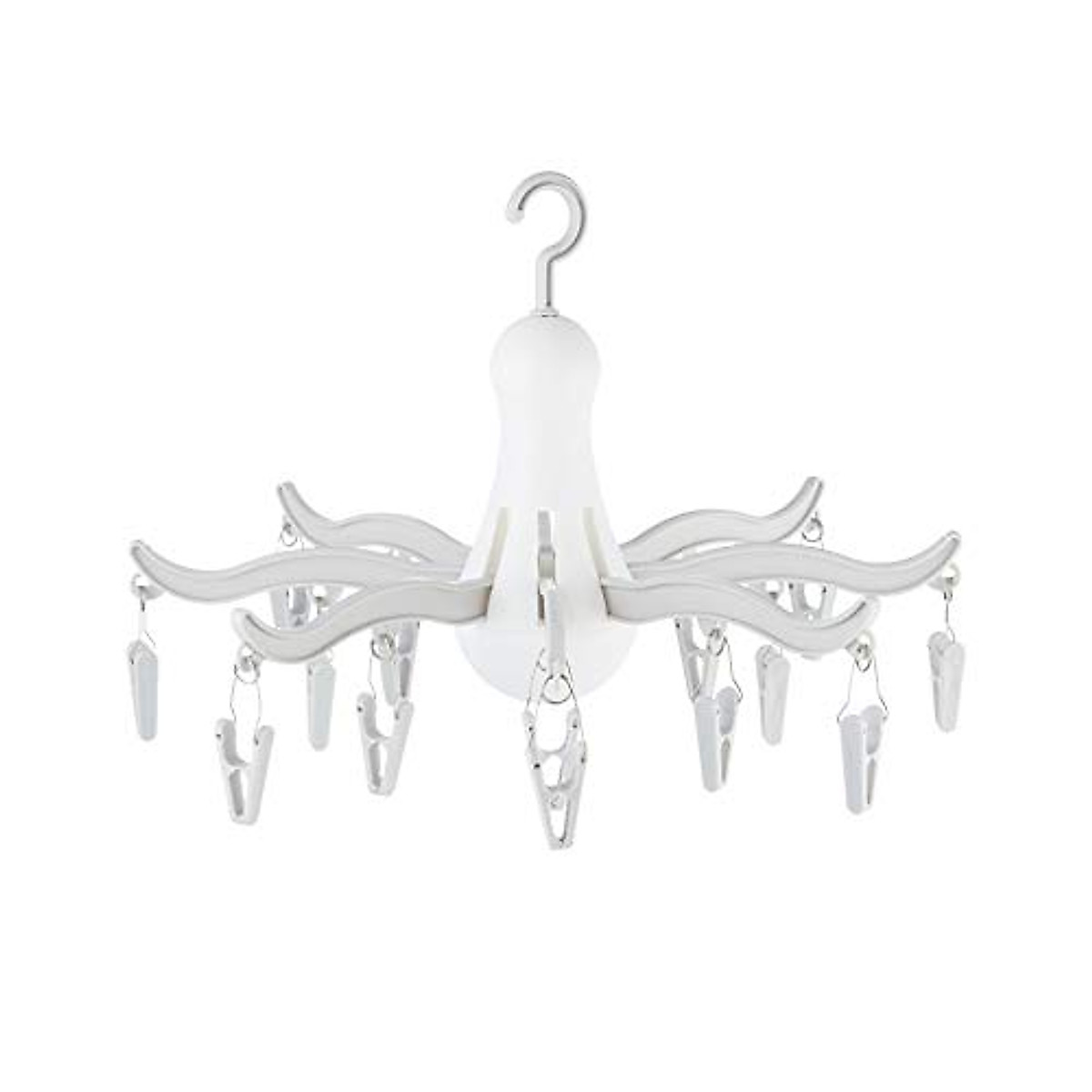 XIGUI Foldable Clip and Drip Hanger, Folding Portable Underwear Hangers Hanging Drying Rack, 8-Claw Octopus Hanging Dryer with 16 Clips Small Hanger, Simple to fold up and Place